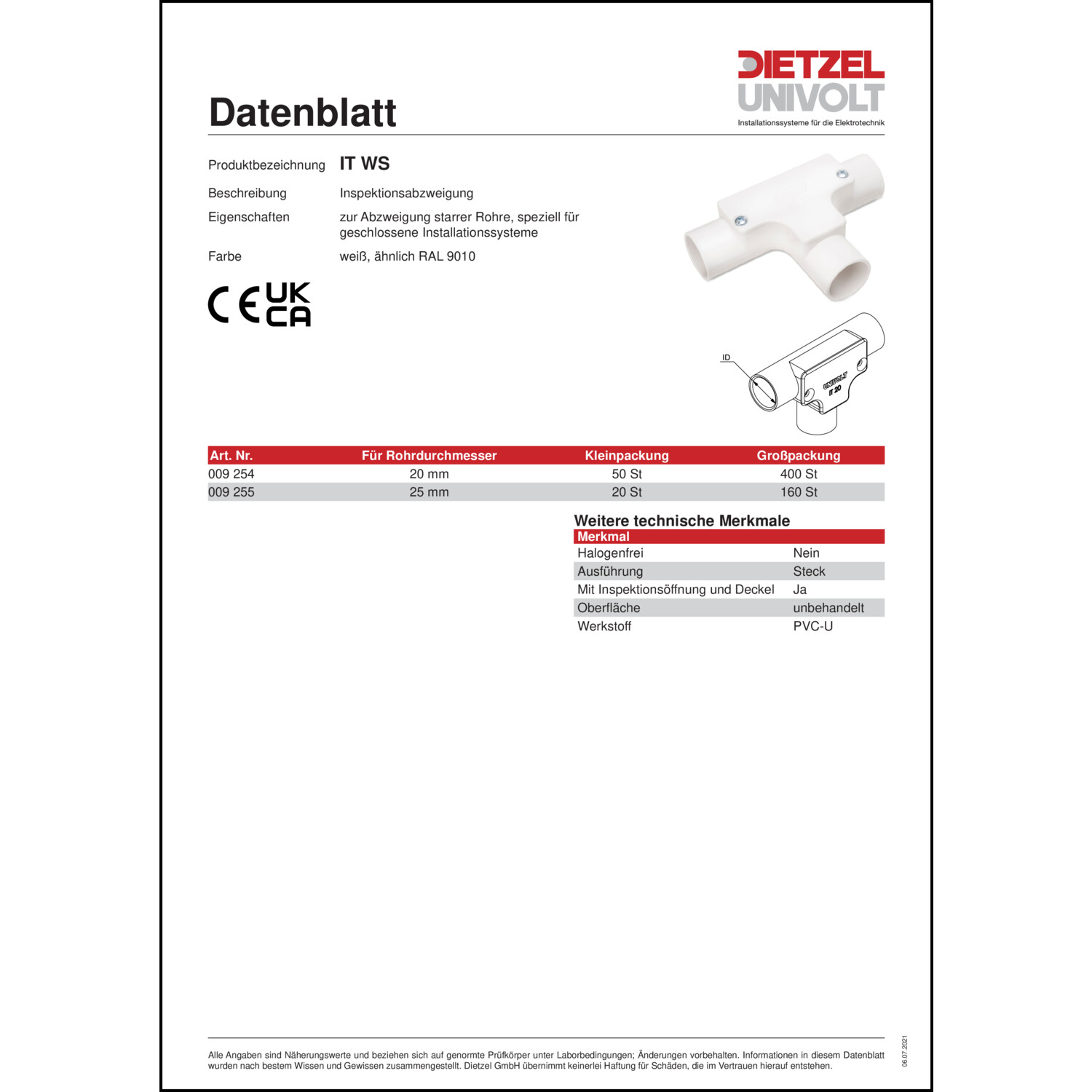 009254 Dietzel IT 20 WS - Muffe für Installationsrohre