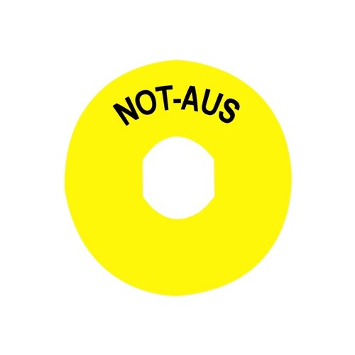 ZBY9260 Schneider E. Not-Aus- Schild 60mm Deutsch gelb ...